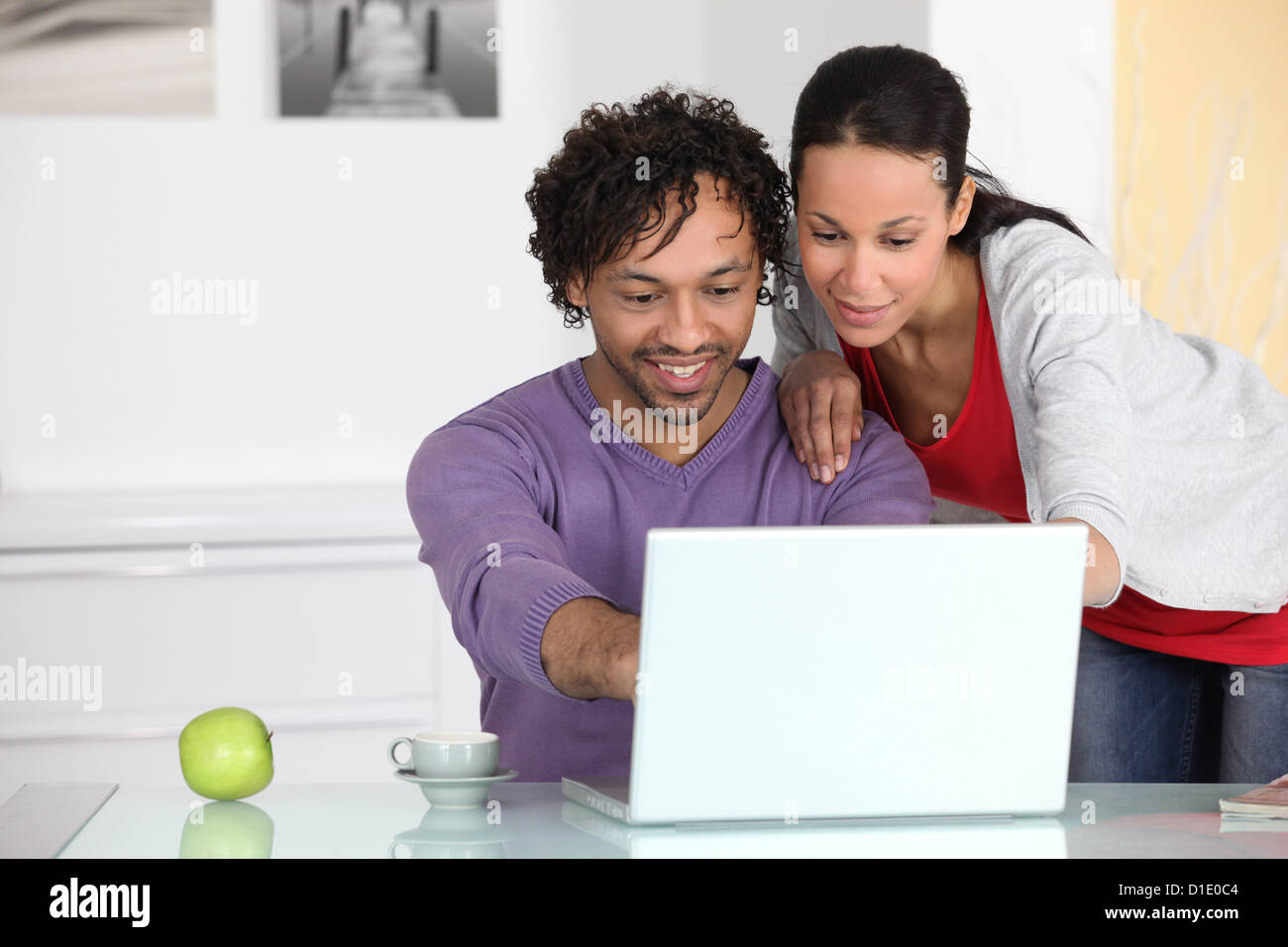 couple having fun on Internet Stock Photo - Alamy