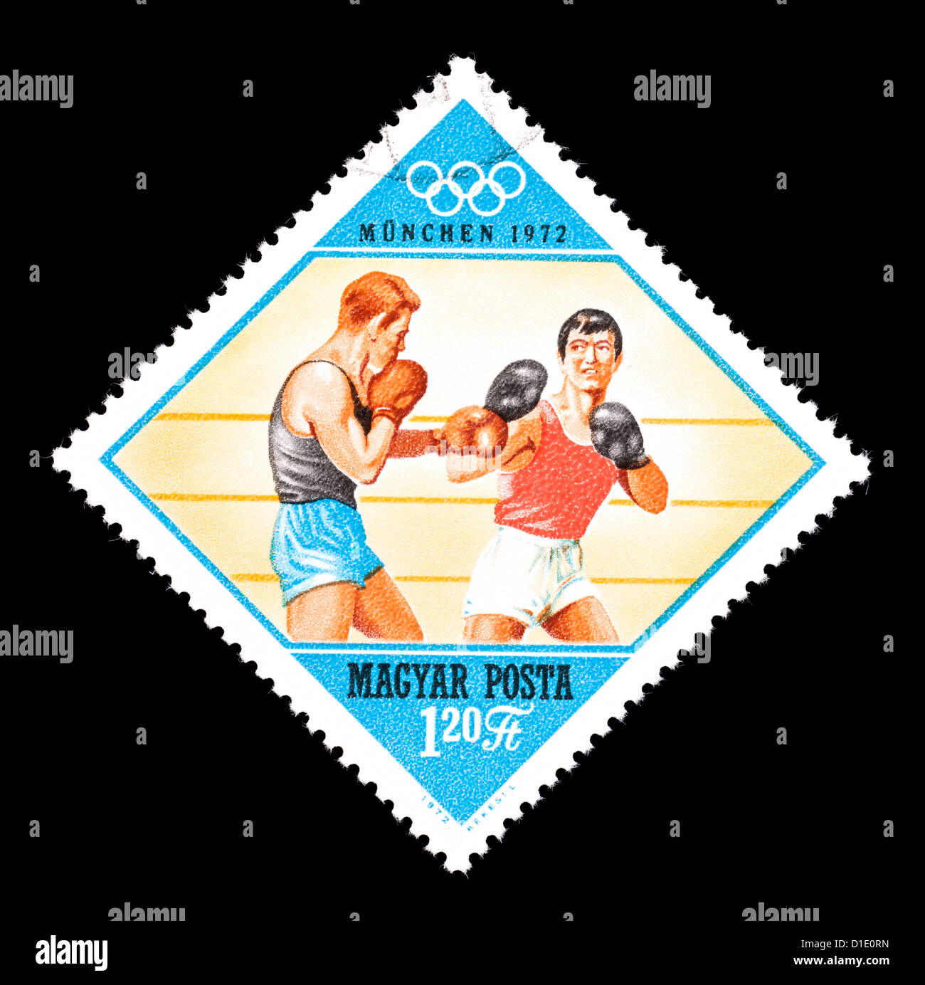 Postage stamp from Hungary depicting a boxers, issued for the 1972 ...