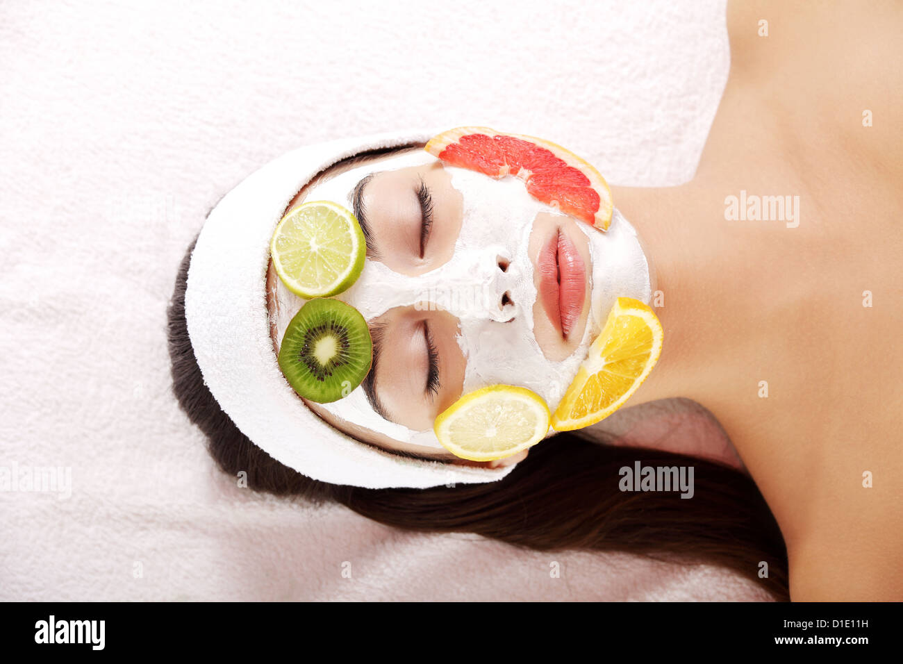 Woman orange face mask spa hi-res stock photography and images - Alamy