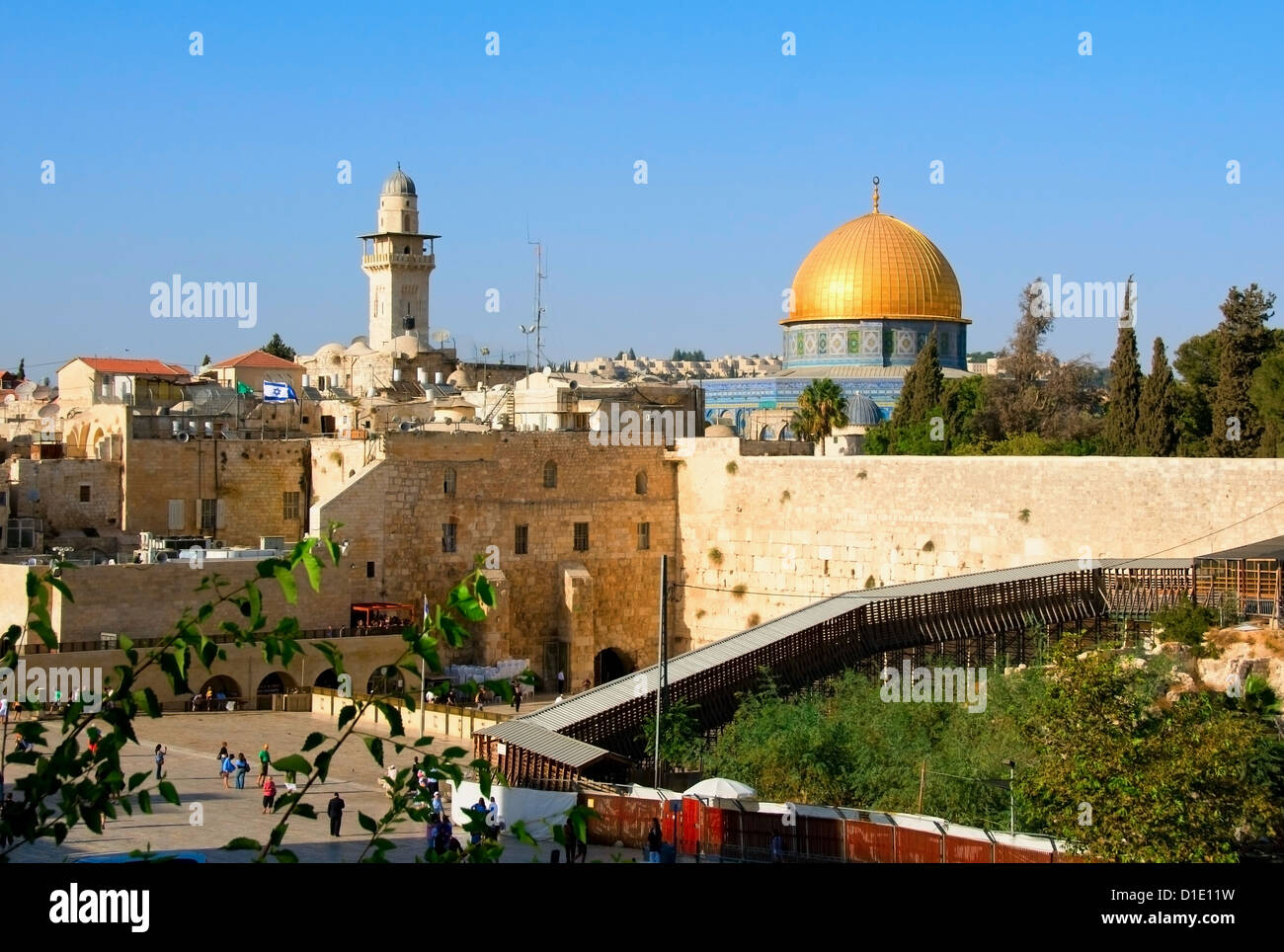 A view of Temple Mount in Jerusalem, including the Western Wall and ...