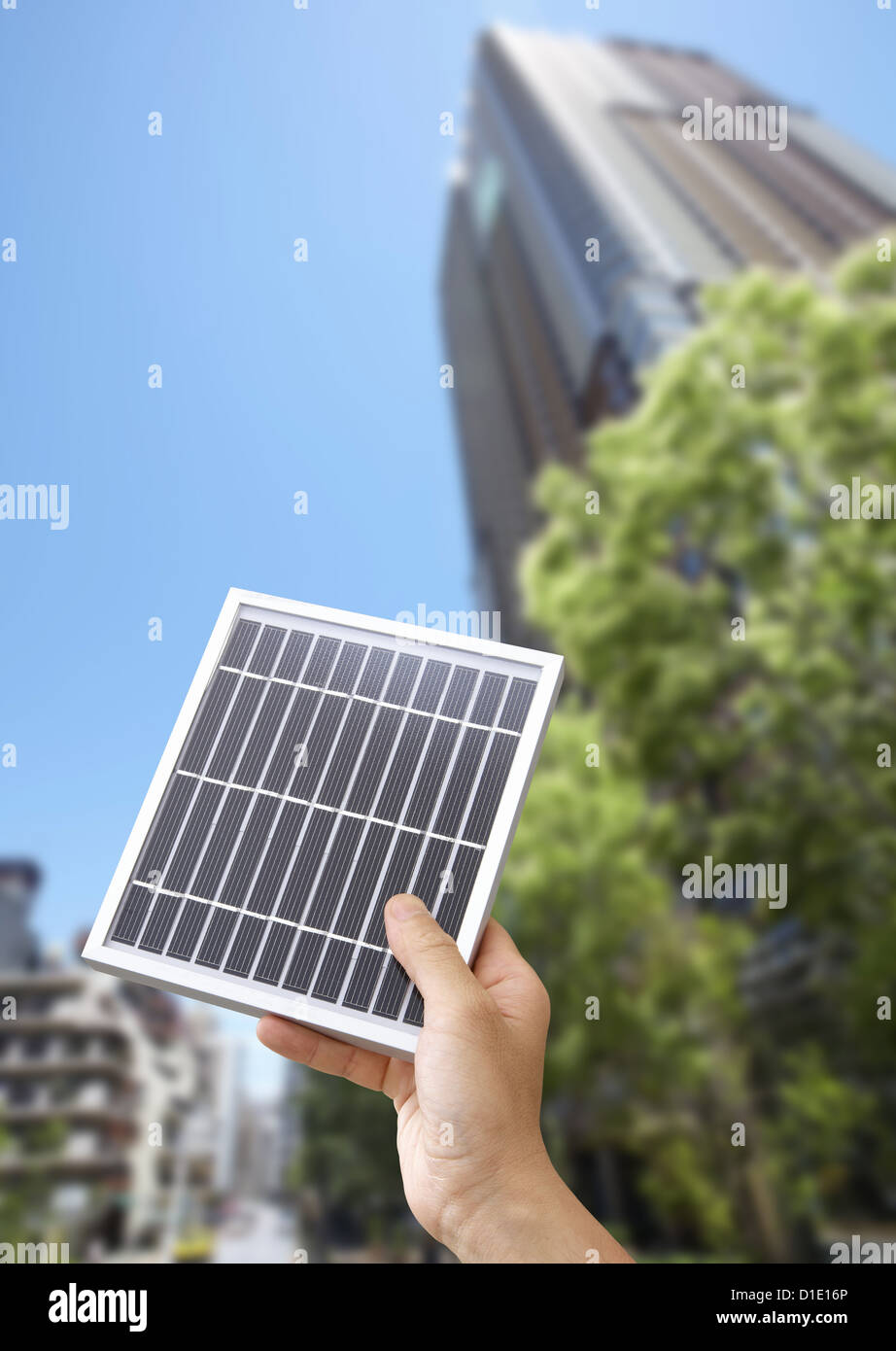 High-rise condominiums and a solar panel Stock Photo - Alamy