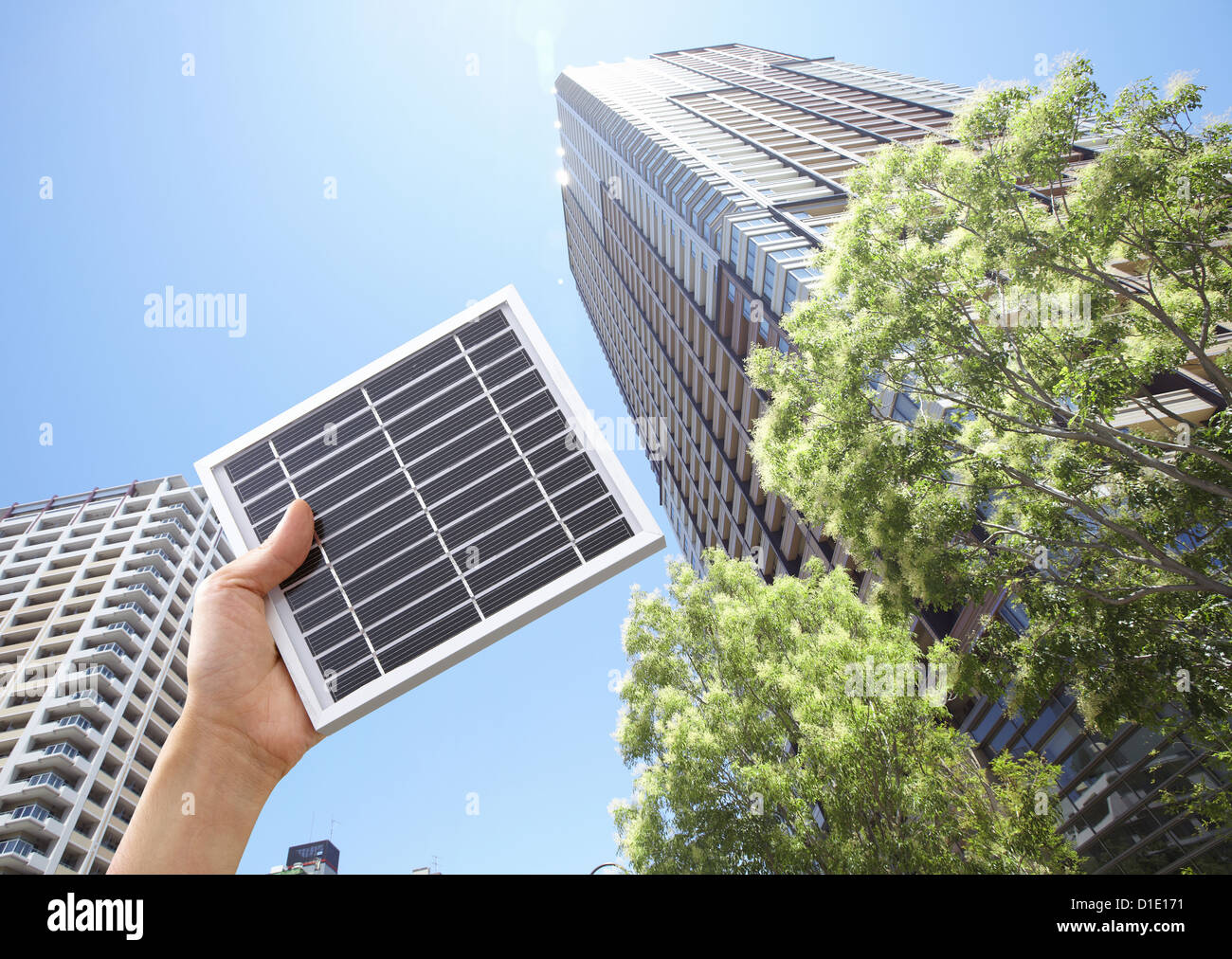 High-rise condominiums and a solar panel Stock Photo - Alamy