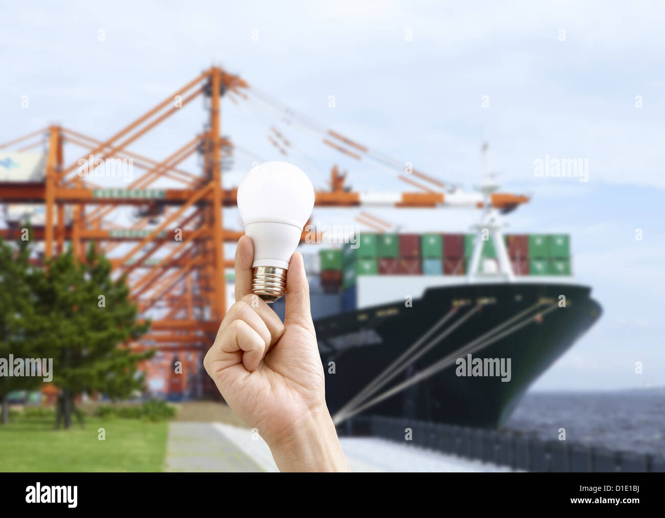 Container vessel and a LED bulb Stock Photo - Alamy