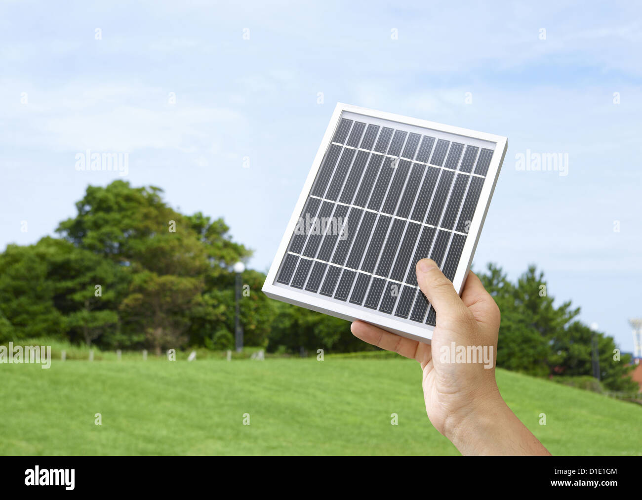 Lawn and a solar panel Stock Photo - Alamy