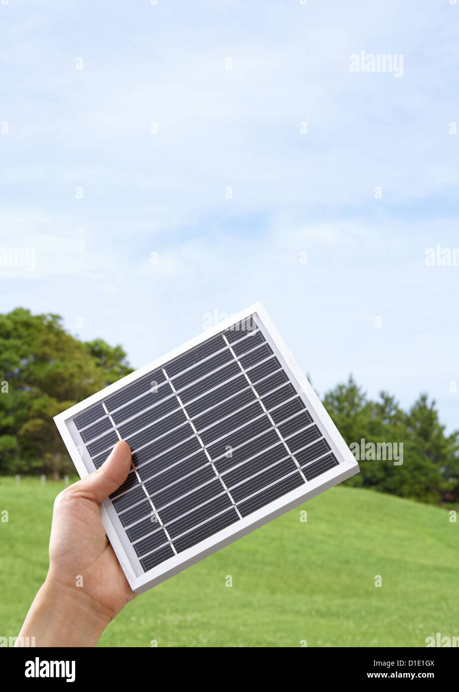 Lawn and a solar panel Stock Photo - Alamy