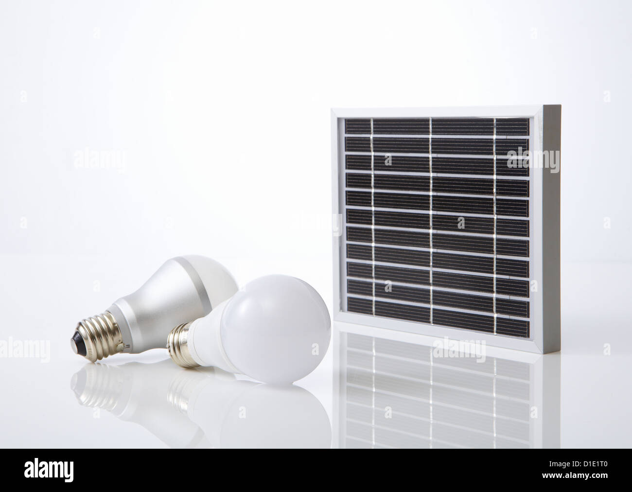Solar panel and a LED bulbs Stock Photo - Alamy