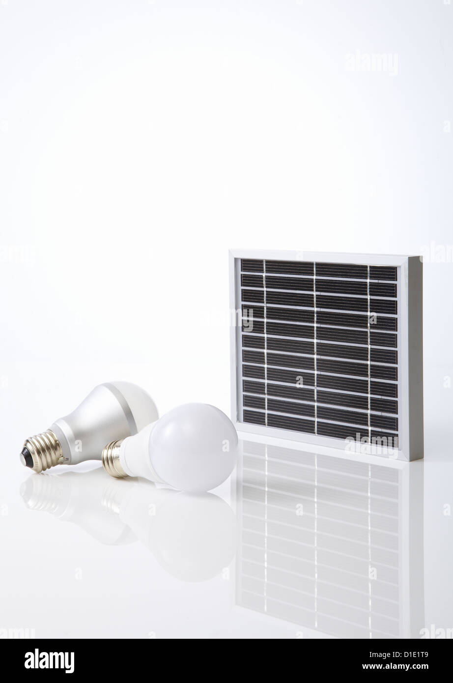 Solar panel and a LED bulbs Stock Photo - Alamy