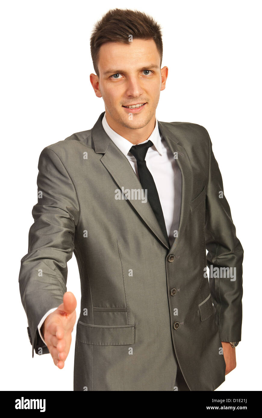 Business man giving handshake isolated on white background Stock Photo ...