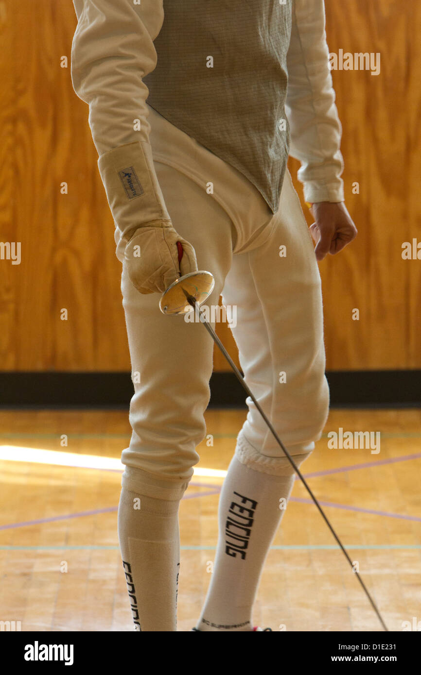 Fencer waiting for the start of his match Stock Photo - Alamy