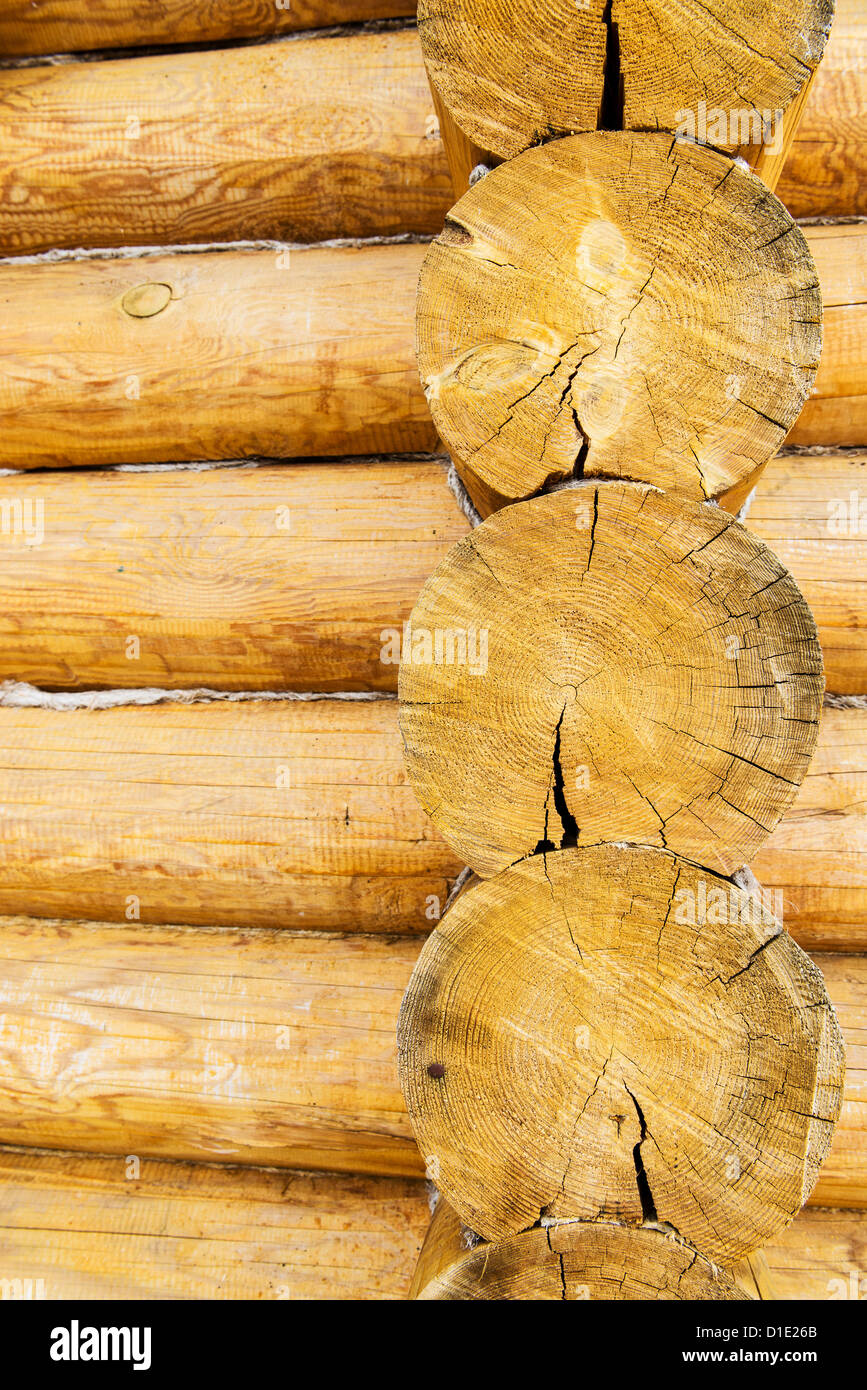 Round wooden logs surface of blockhouse wall Stock Photo - Alamy