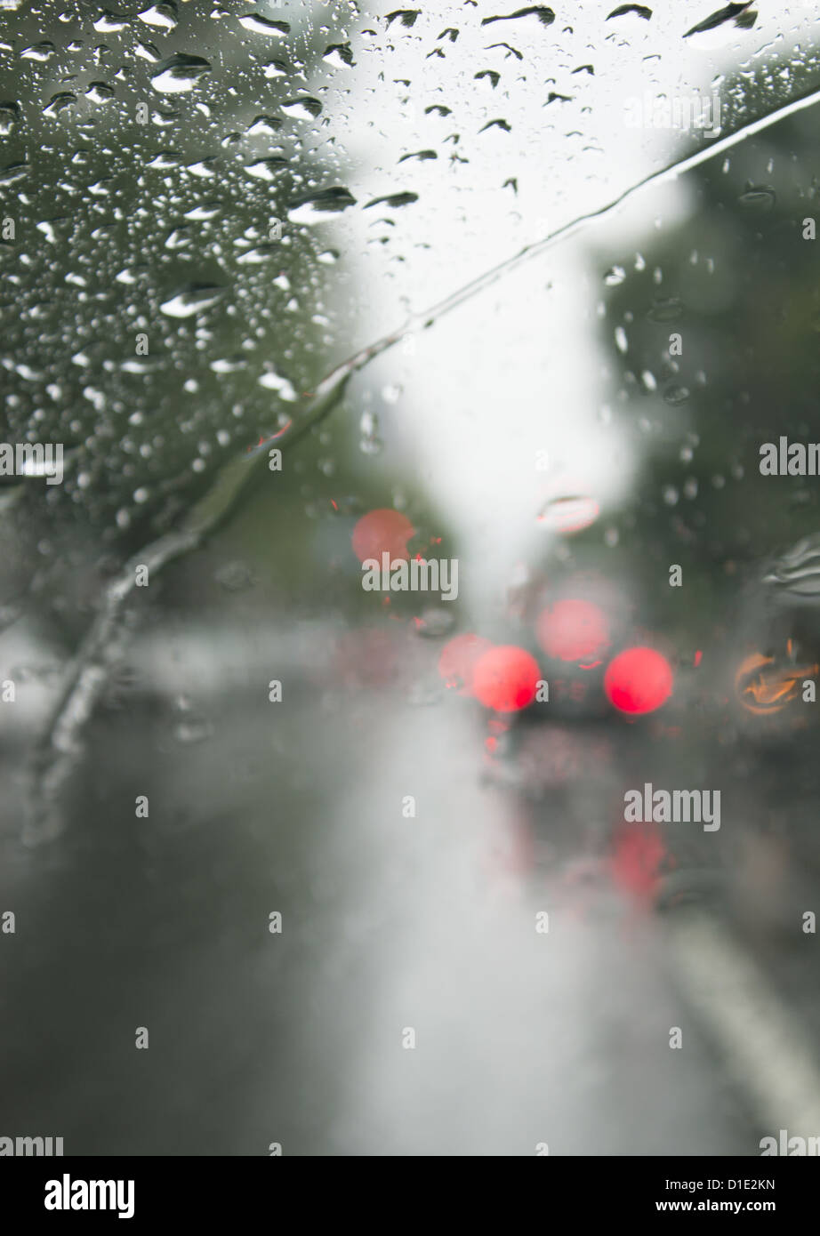 Rainy street view through a window Stock Photo - Alamy