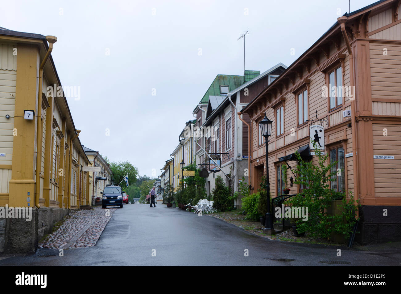 Wooden houses in street, Nantaali, near Turku, Finland Stock Photo - Alamy