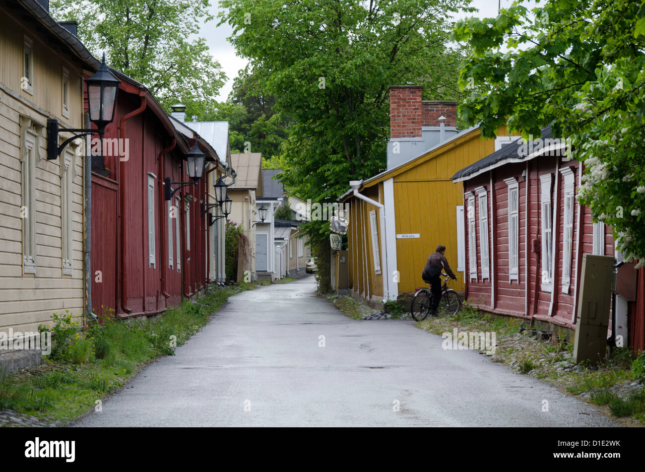 Wooden houses in street, Nantaali, near Turku, Finland Stock Photo - Alamy