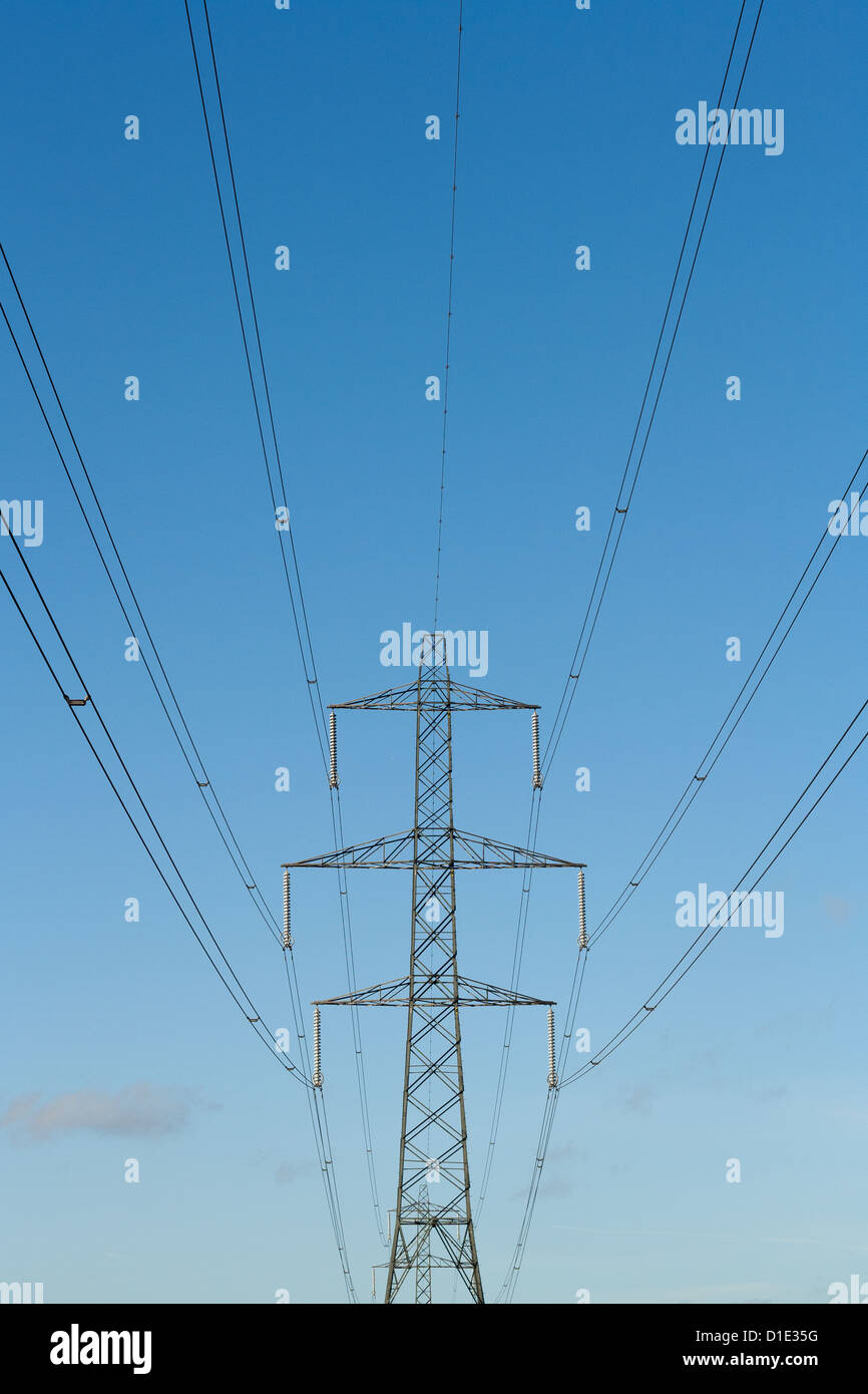 Row electric pylons in hi-res stock photography and images - Alamy