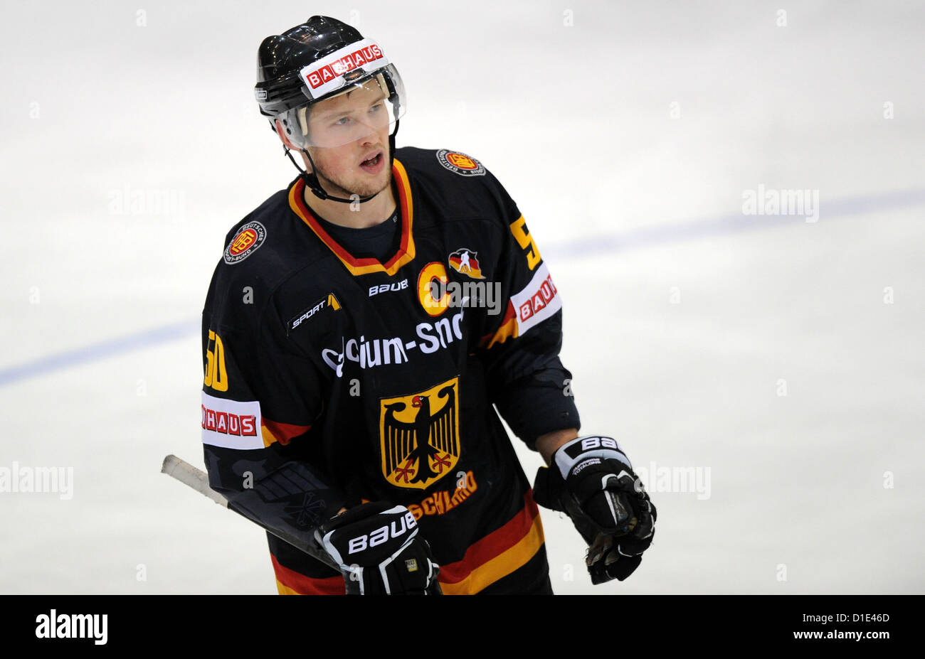 Germany's Patrick Hager is picturd during the ice hockey international match between Germany's ...