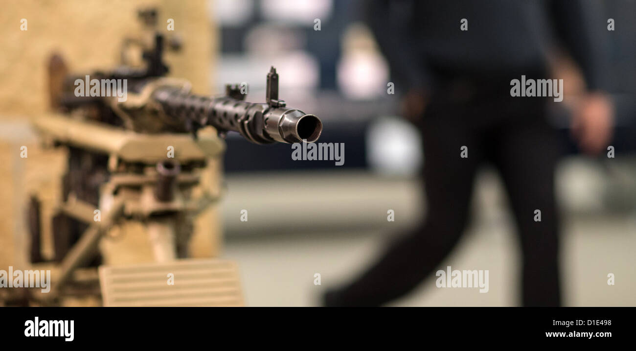 A German machine gun is on display at the new special exhibition ...