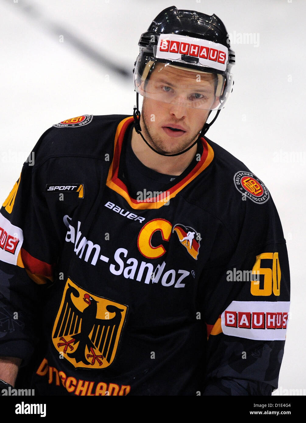Germany's Patrick Hager is picturd during the ice hockey international match between Germany's ...