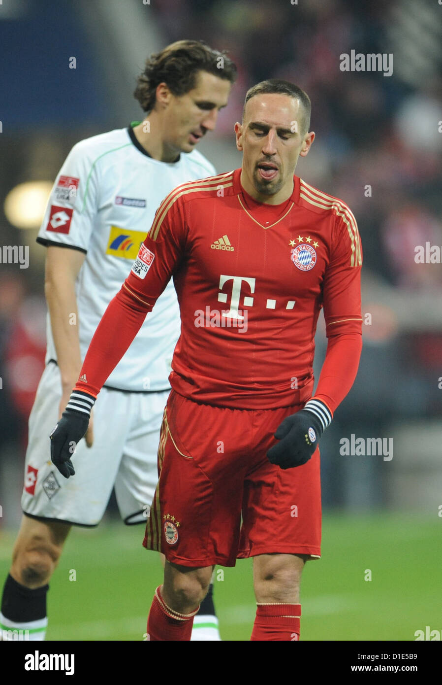 Munich's Franck Ribery (R) is pictured during the Bundesliga soccer ...