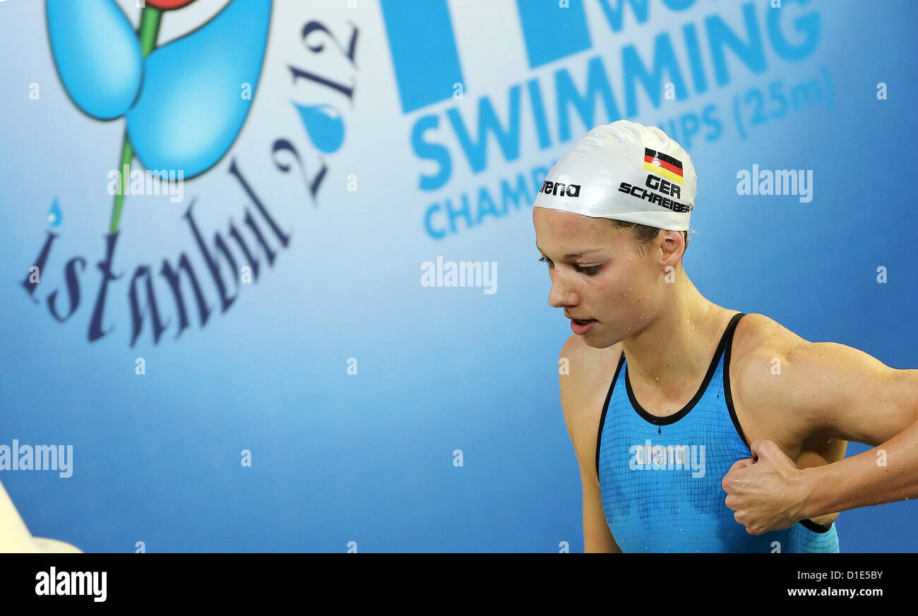 Daniela Schreiber of Germany leaves the pool after the women's 50m ...