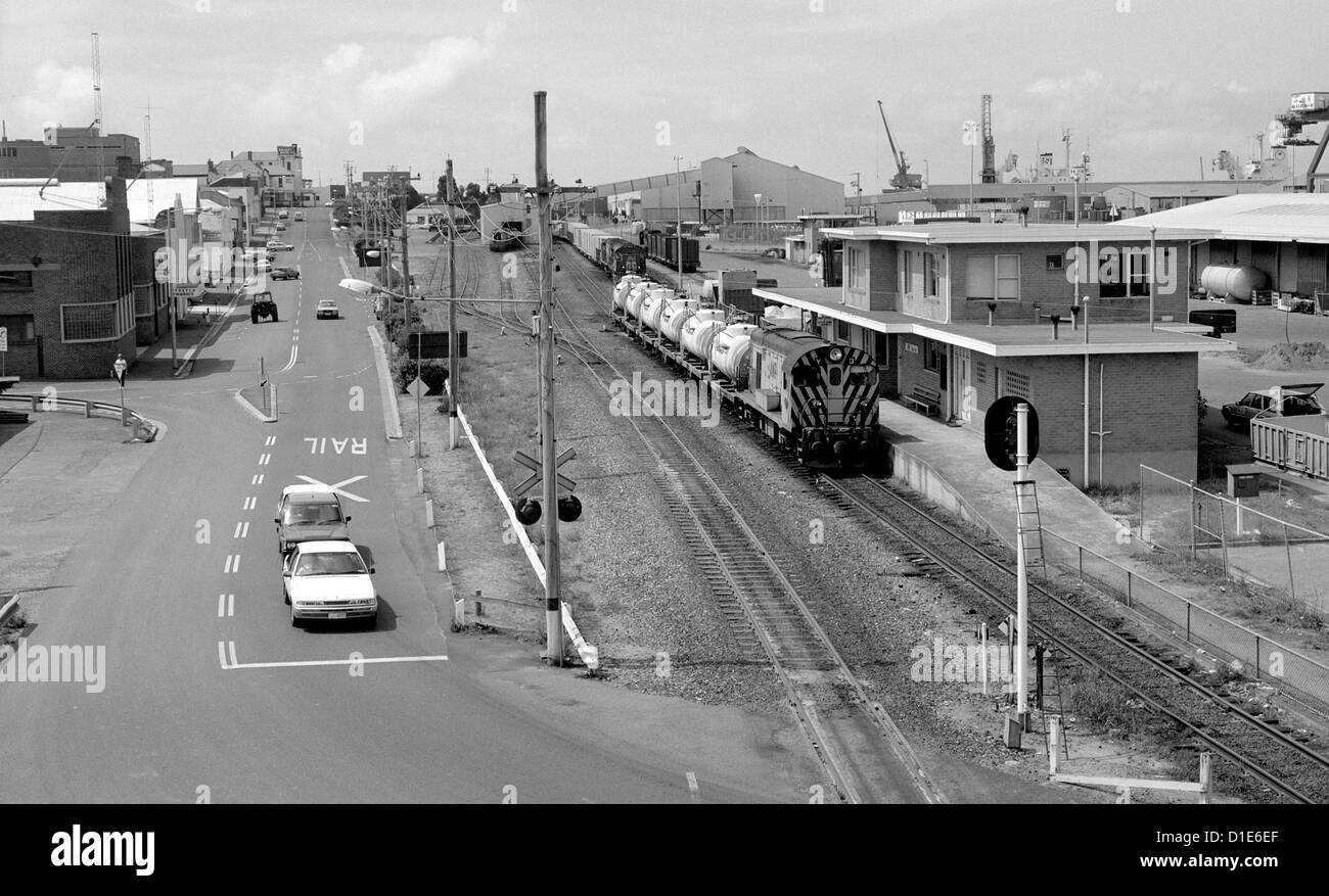 ANR Y class locomotive No Y3 pulling tanks at Burnie, Tasmania ...