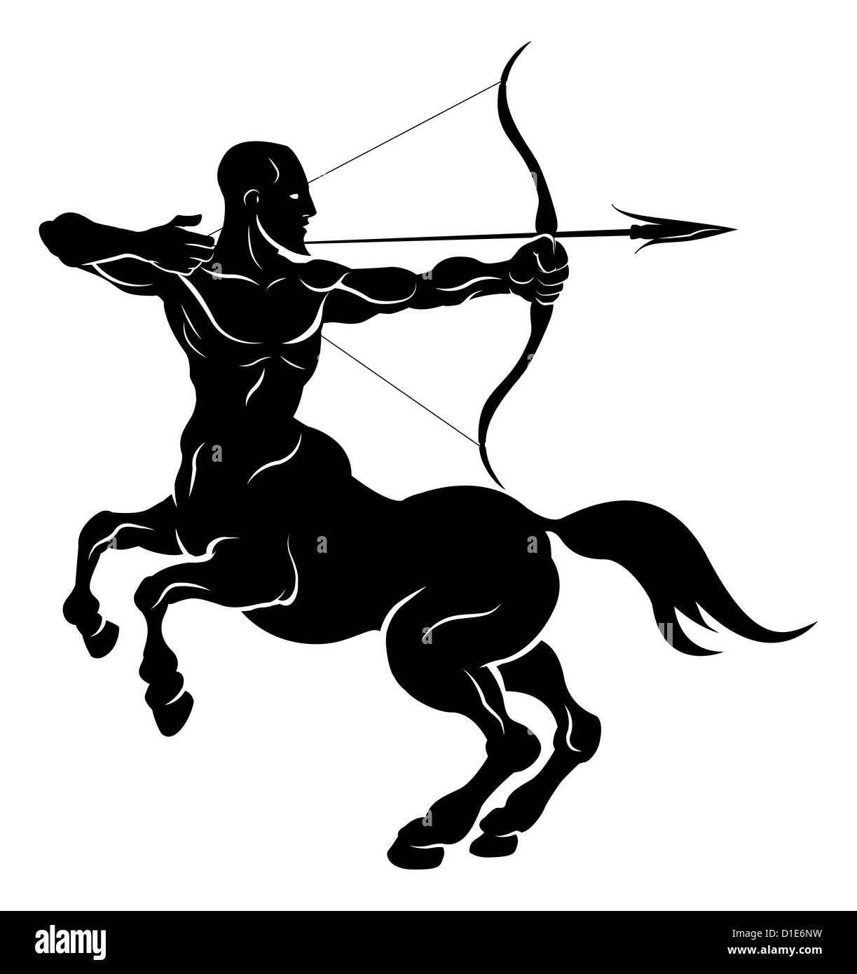 An illustration of a stylised black centaur archer perhaps a centaur ...