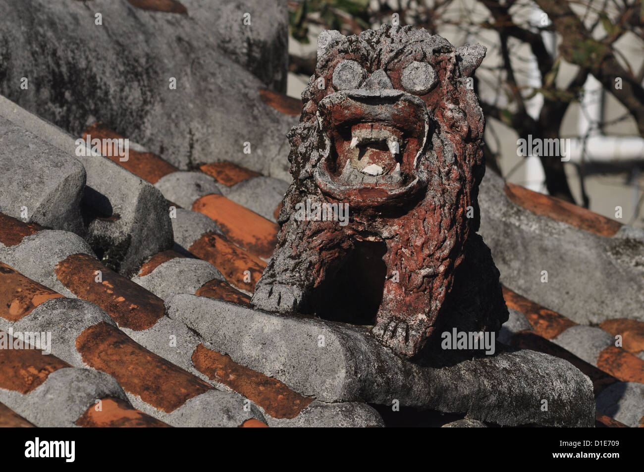 Naha (Okinawa, Japan), Shisa statue, a traditional Ryukyuan home ...
