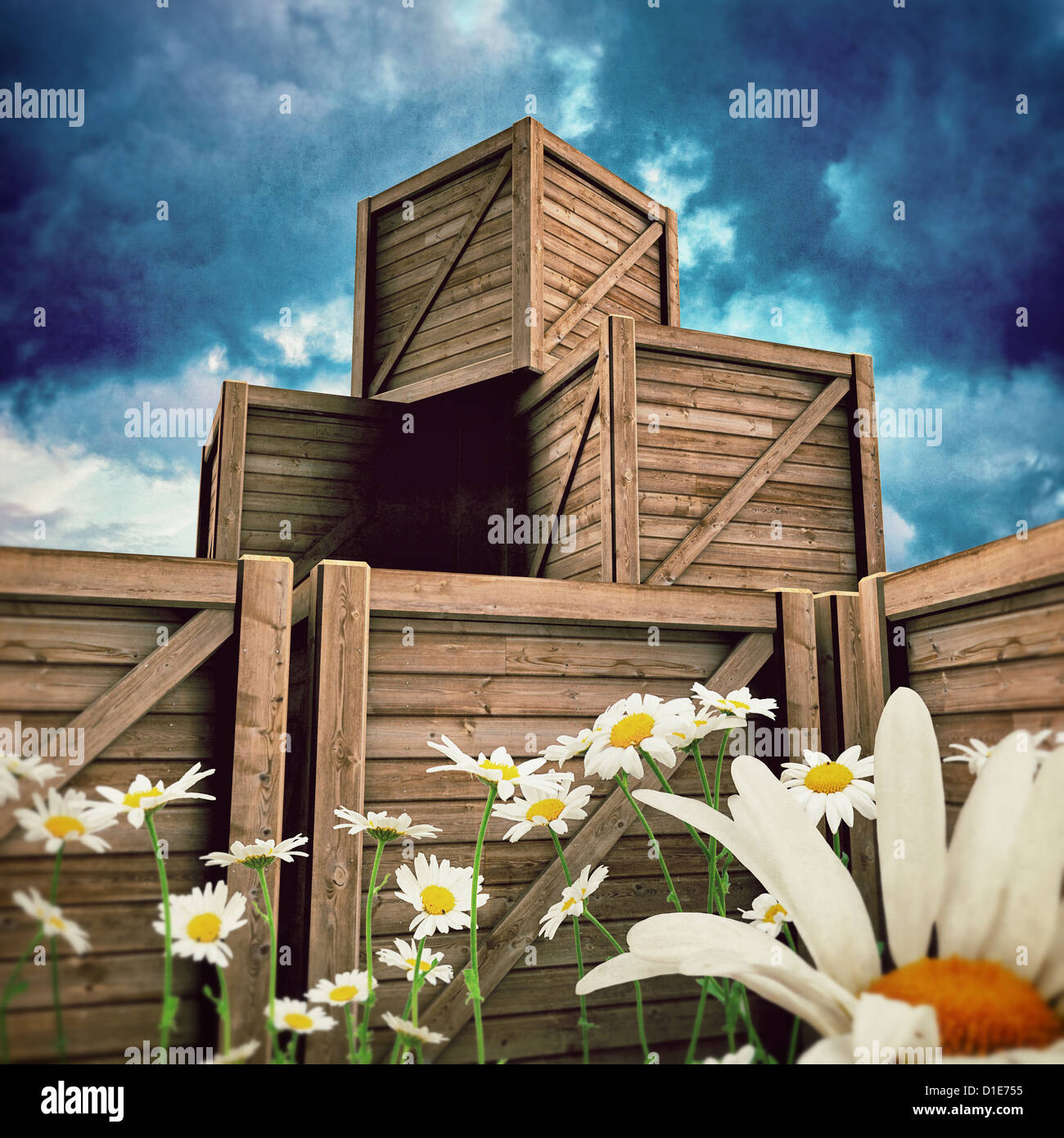 Wooden shipping containers hi-res stock photography and images - Alamy