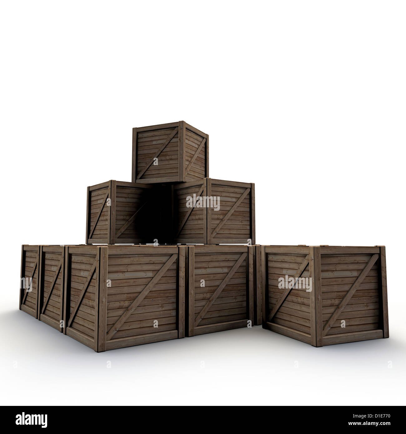 wooden crates isolated on white background Stock Photo - Alamy
