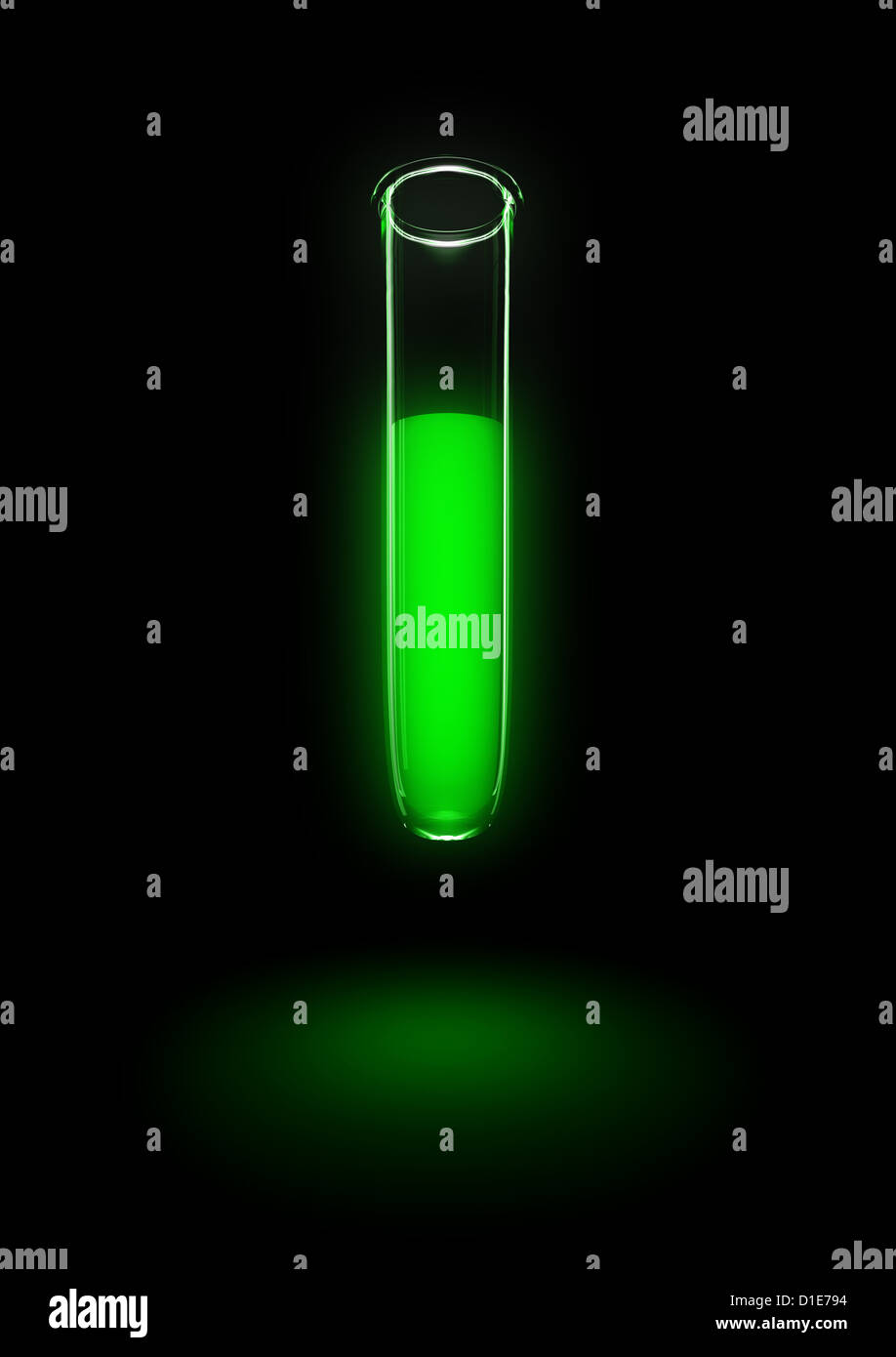 glass tube with green fluorescent liquid Stock Photo - Alamy