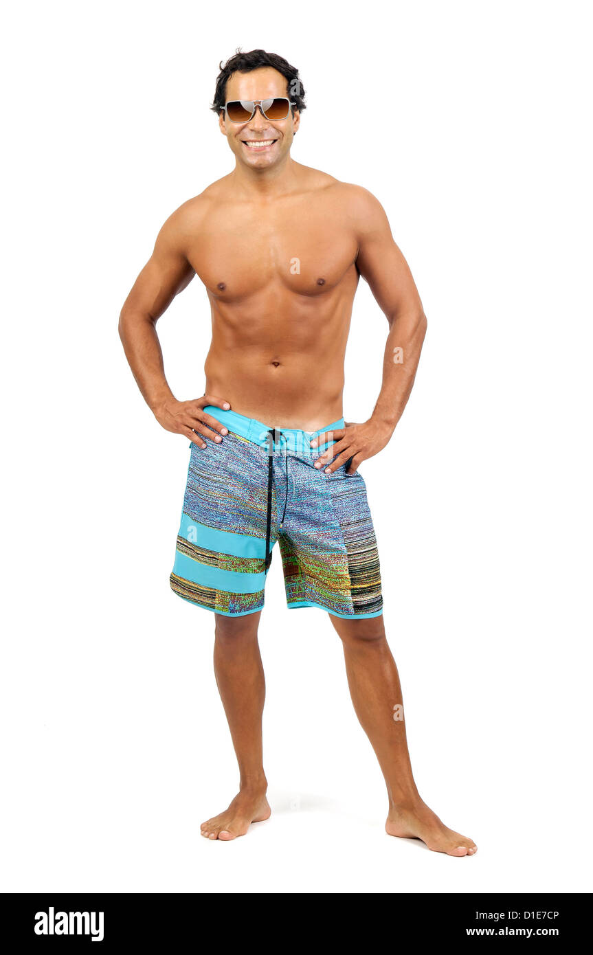 Handsome young man posing in swim wear Stock Photo - Alamy