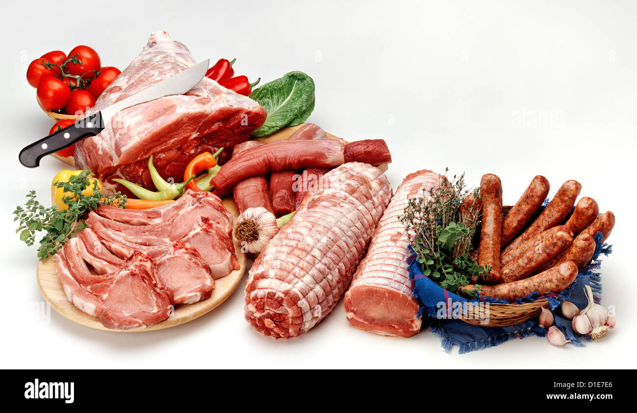 Assorted raw meat Stock Photo - Alamy