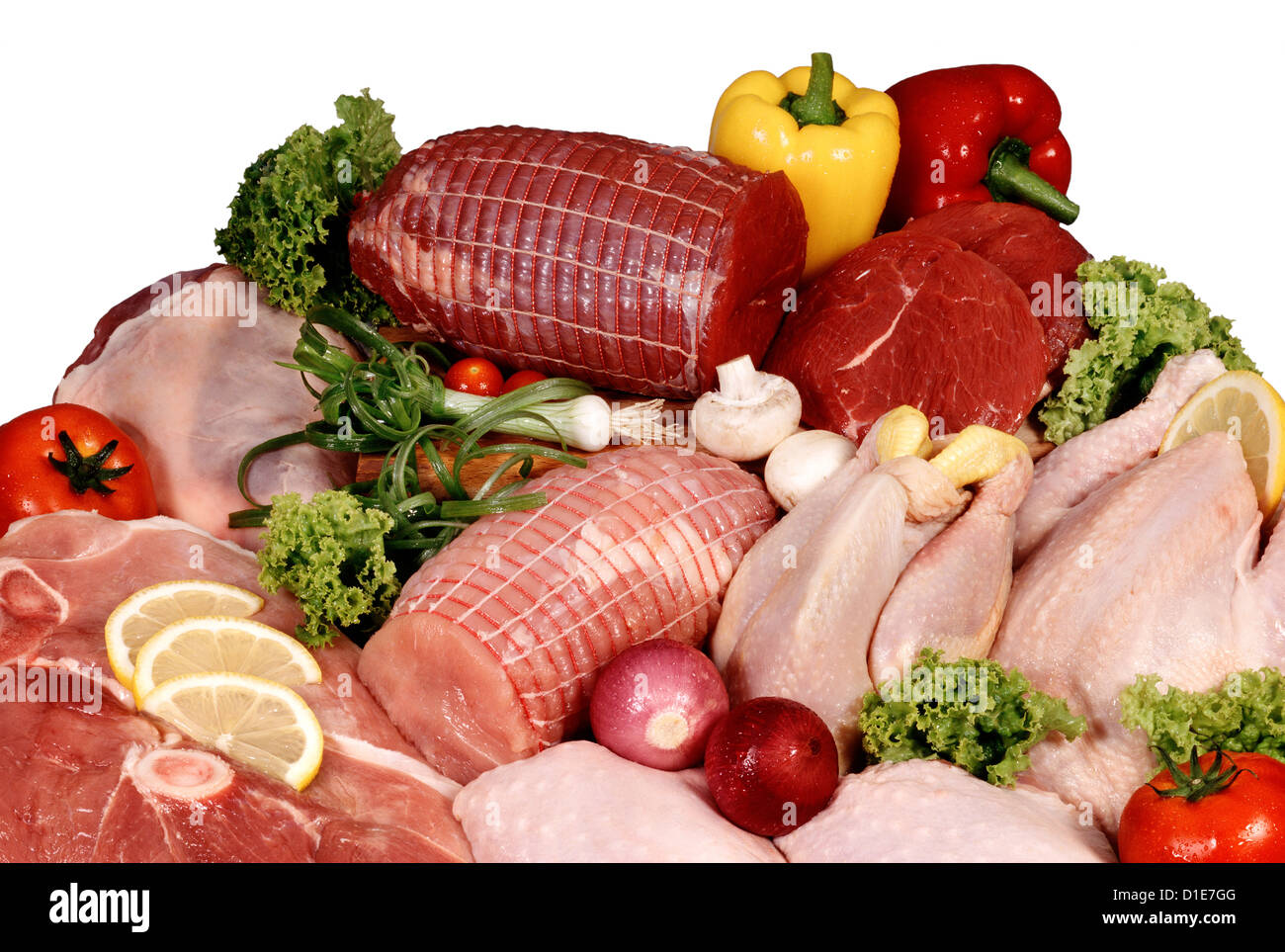 Assorted raw meat Stock Photo - Alamy