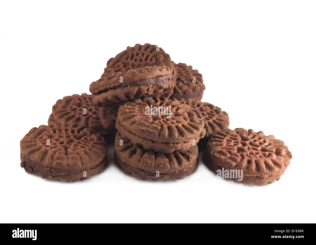 Chocolate cookie over white background Stock Photo - Alamy
