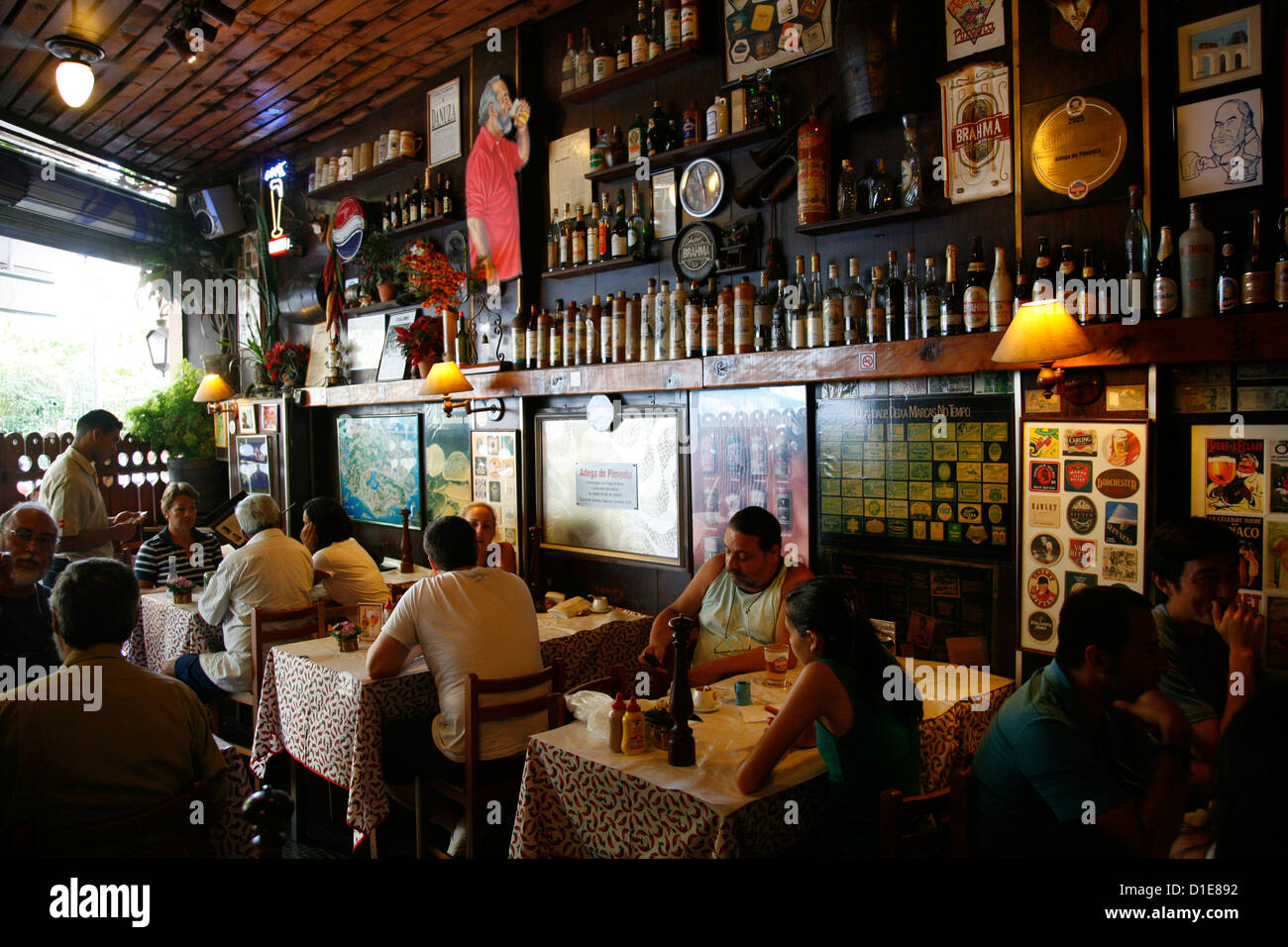 People sitting at Adega do Pimenta restaurant in Santa Teresa ...