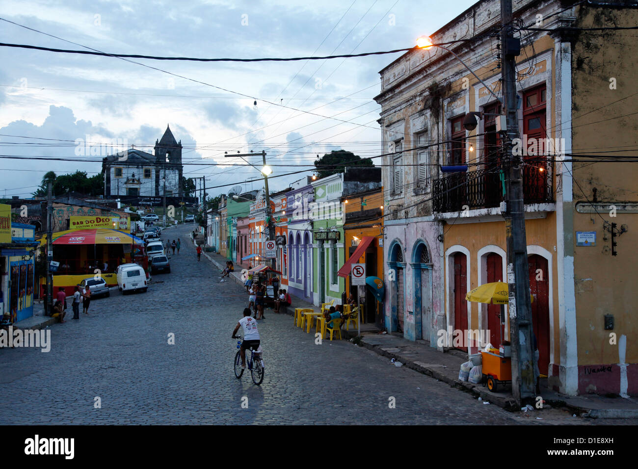 Street scene with colorful houses, Olinda, Pernambuco, Brazil, South ...