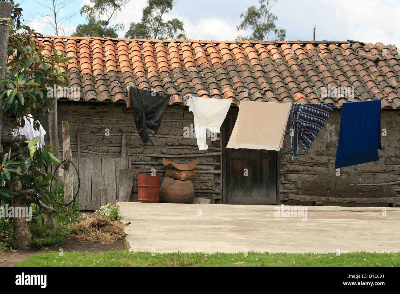 An old village farmhouse made of mud and wood in the village of ...