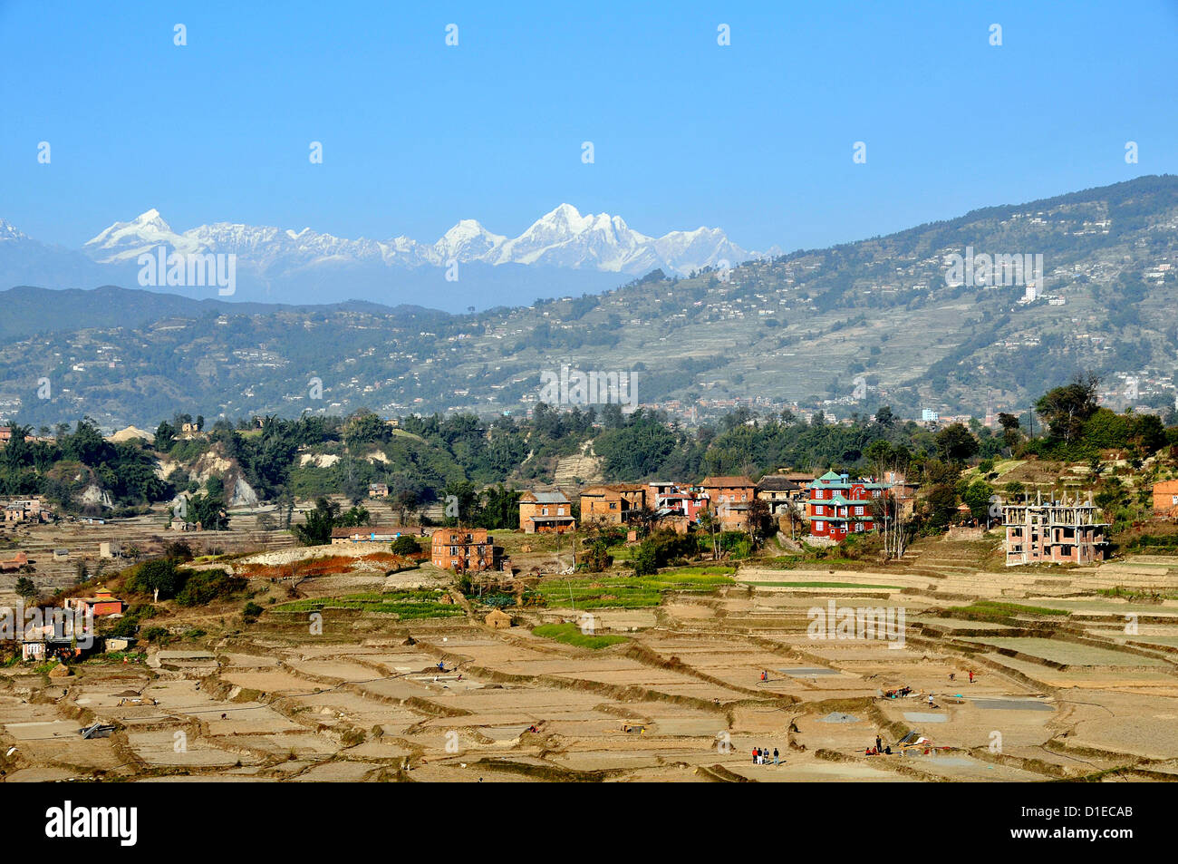countryside and Himalaya range Kathmandu valley Nepal Stock Photo - Alamy