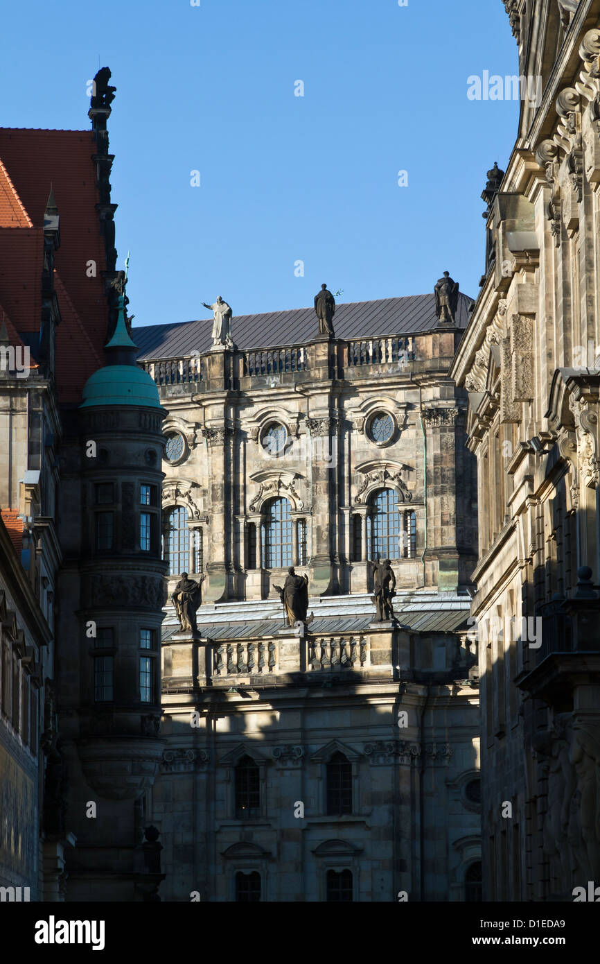 Typical exterior Facade in the Old Town of Dresden, Germany Stock Photo ...