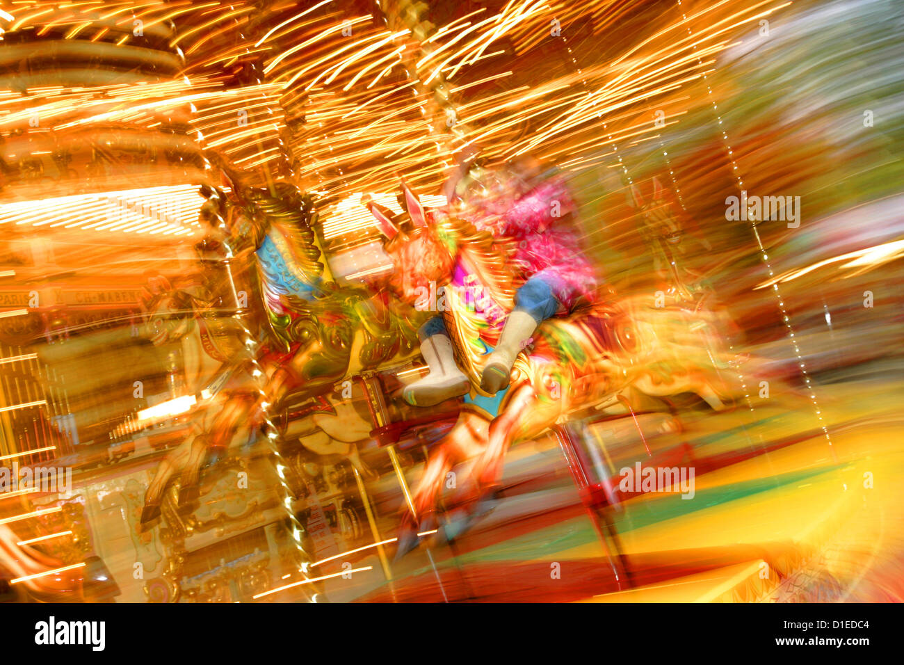 funfair fair roundabout carnival blur speed West Sussex 2007 Stock ...