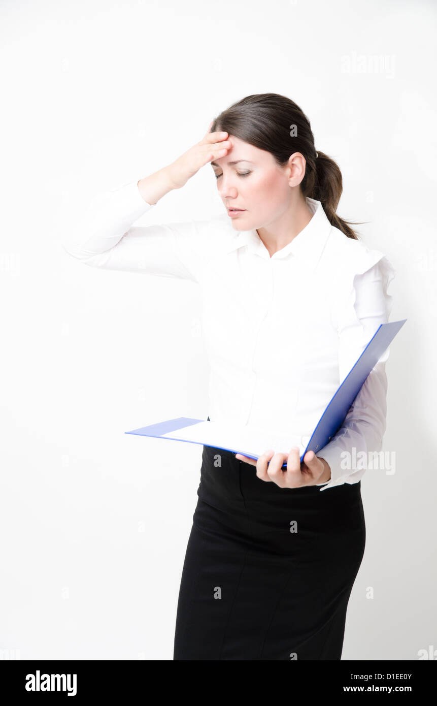Tired Business Woman isolated on white background Stock Photo - Alamy