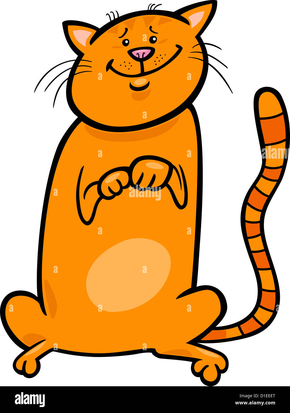 Cartoon Illustration of Cute Sitting Red Cat Stock Photo - Alamy