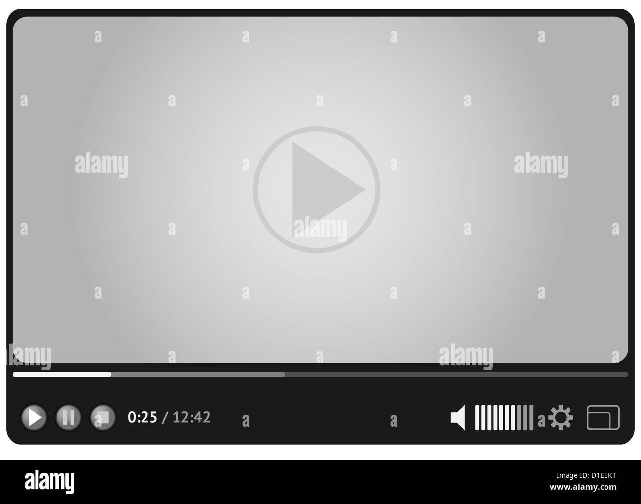 Simple and style video player for web in gray colors Stock Photo - Alamy