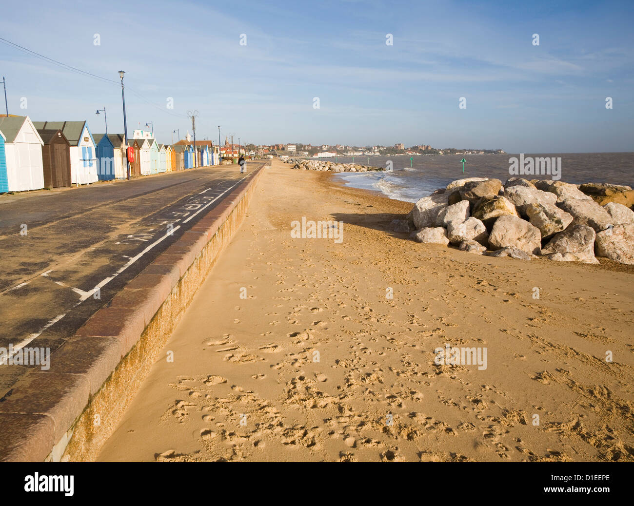 New rock armour beach groyne Felixstowe, Suffolk, England Stock Photo ...