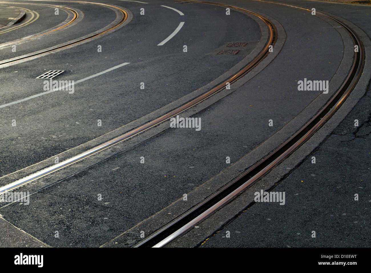 Tramlines in road hi-res stock photography and images - Alamy
