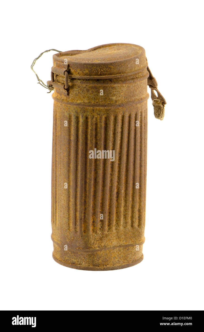 Second world war relic. Vintage metal rusty soldier box isolated on ...