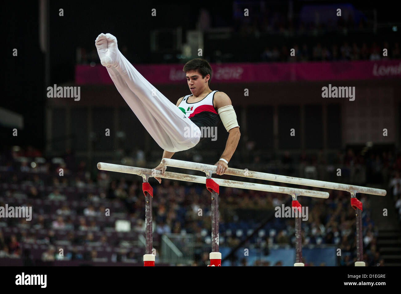Daniel Corral Barron (MEX) competing during the Men's Parallel Bars ...