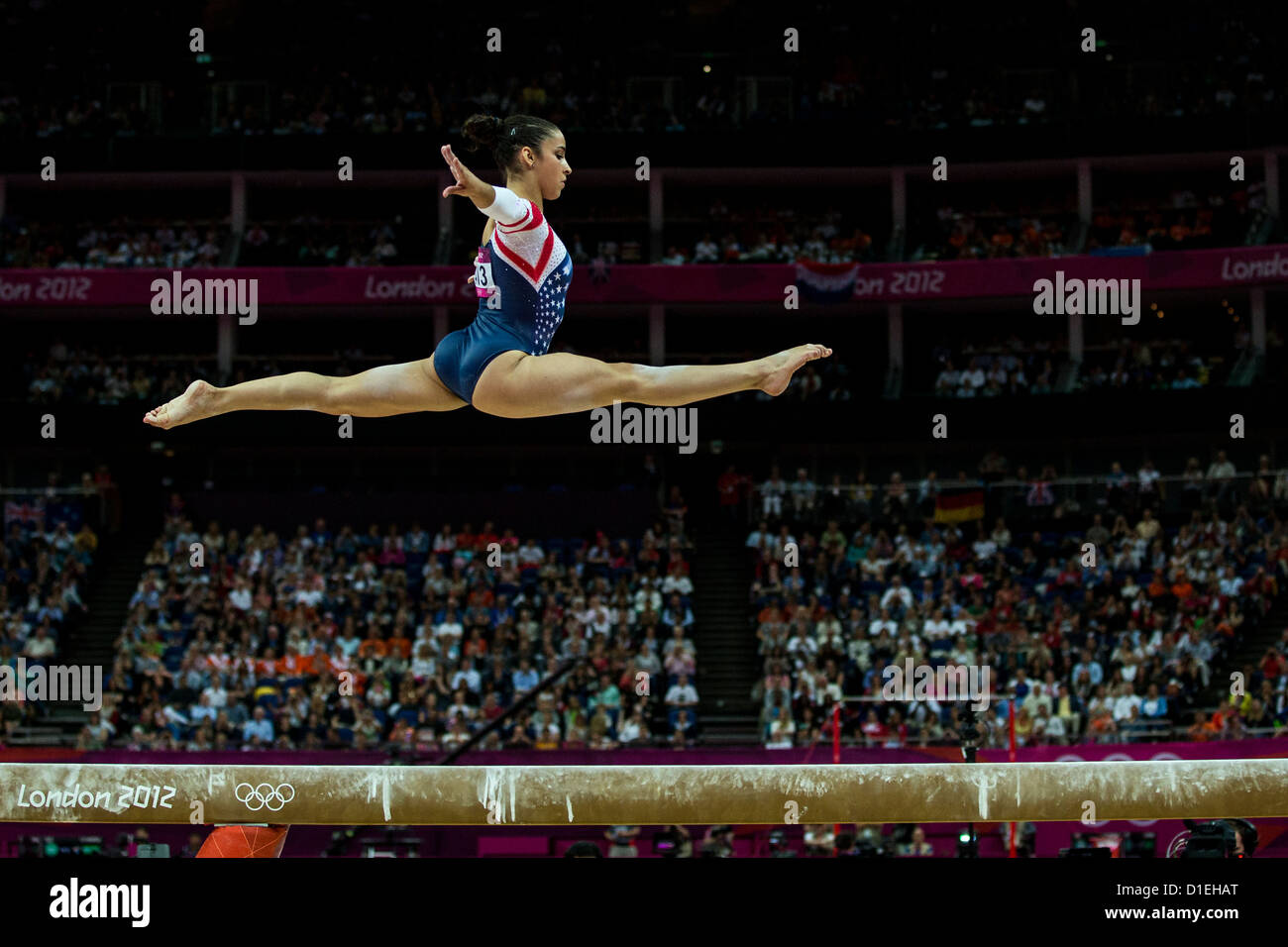 Alexandra Raisman (USA) competing during the Women's Balance Beam Final ...