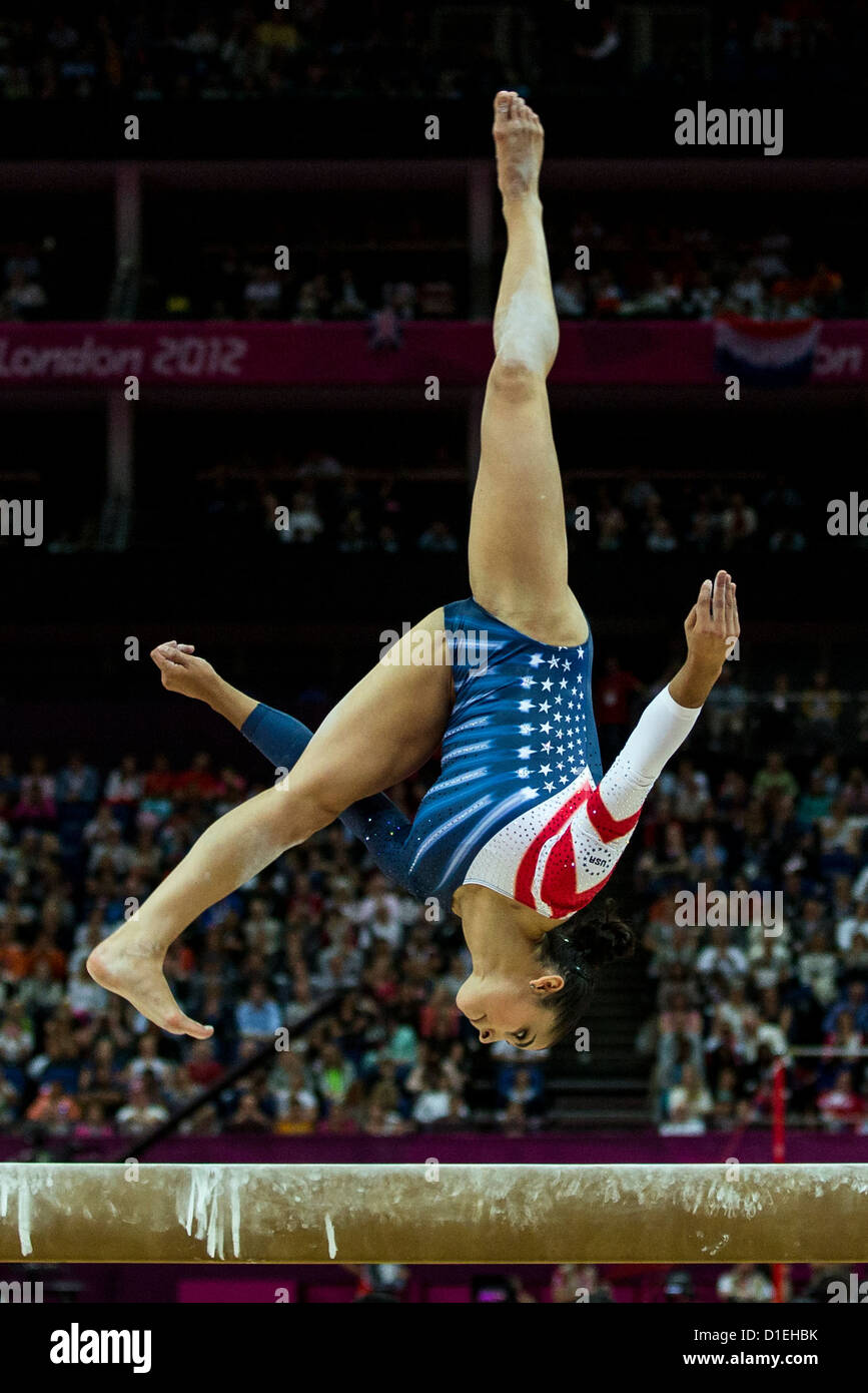Alexandra Raisman (USA) competing during the Women's Balance Beam Final ...
