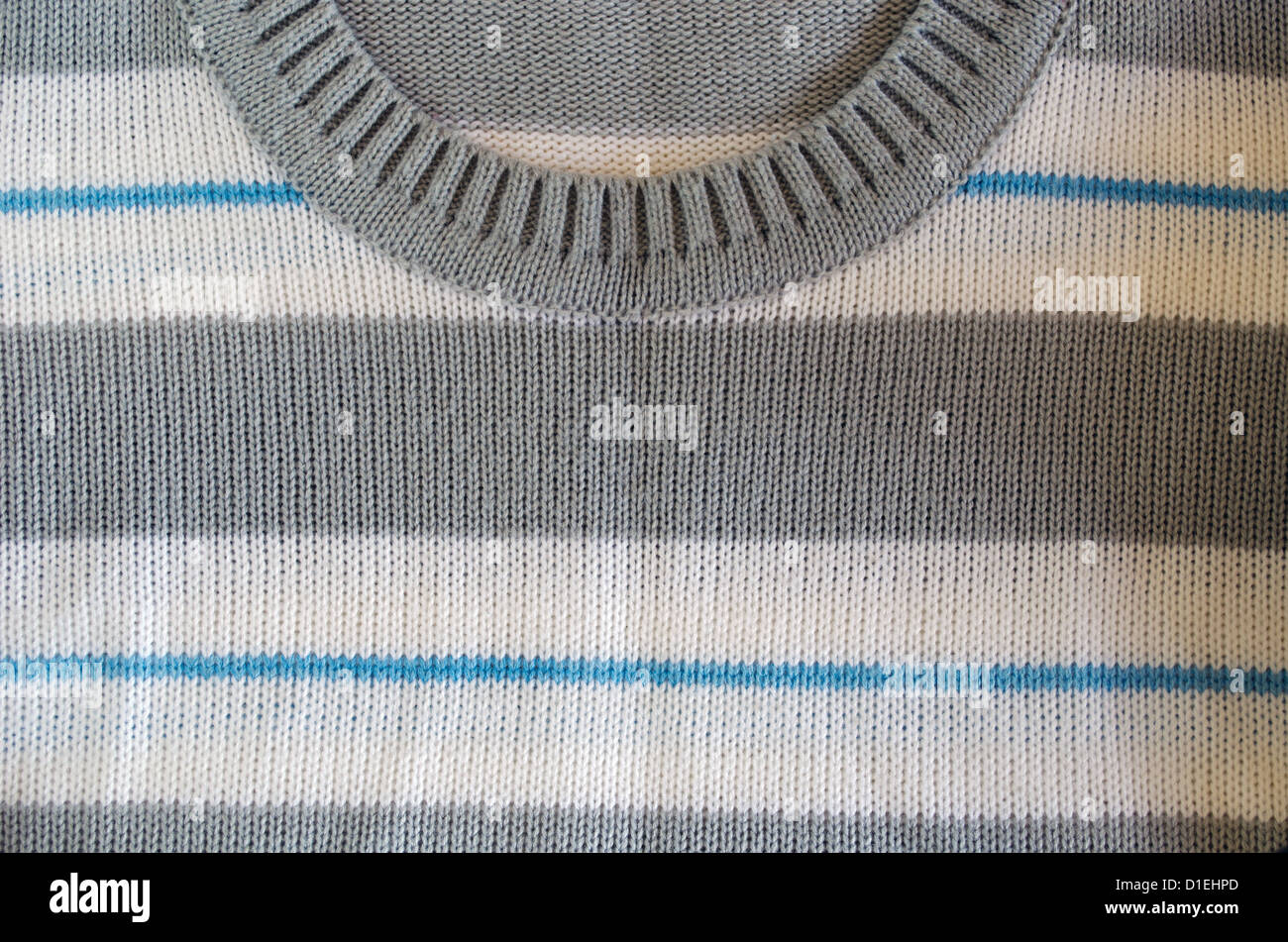 Knit woolen pullover texture. Neck hole fabric pattern blue white grey ...