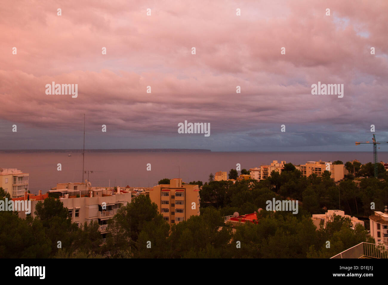 Purple sunset cloud Mallorca Majorca Balearic islands Spain ...